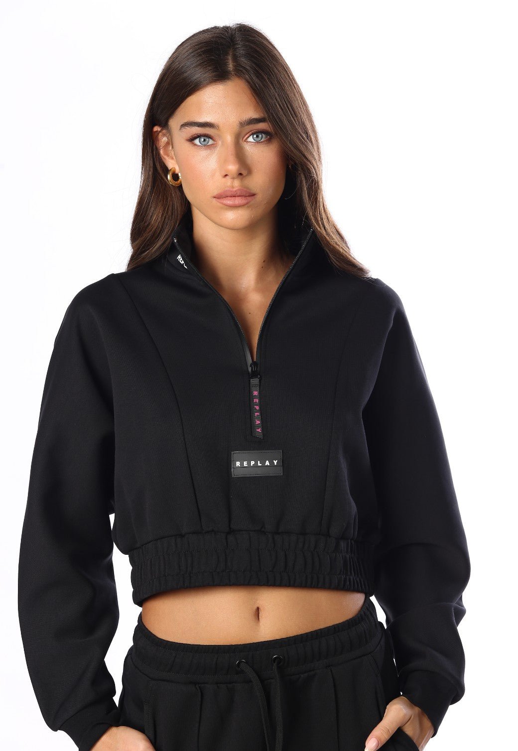 ג'קט אינטרלוק ארוך חצי ריץ' רץ' ולוגו קטן נשים | ריפליי | ריפליי ג'ינס ...