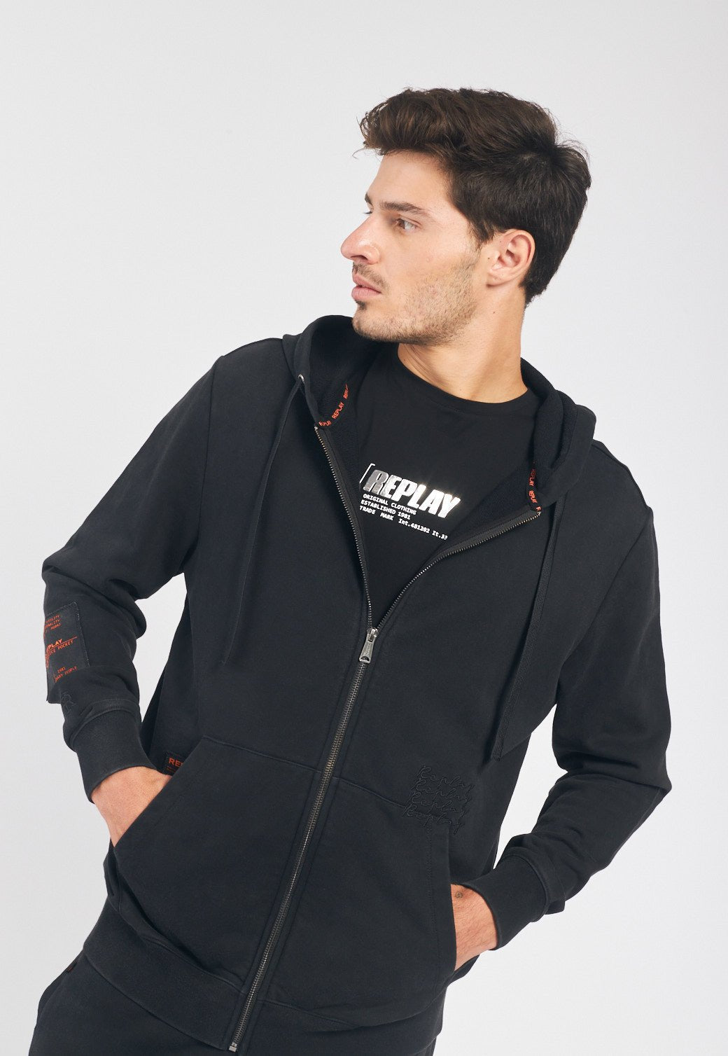 סווטשירט קפוצ'ון טרי גברים | ריפליי ג'ינס | Replay jeans